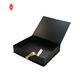 China Custom Logo Black Rigid Paper Cardboard Hair Gift packaging boxes With Ribbon for sale