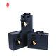 China Rigid Paper Perfume Packaging Box With Ribbon FSC Sliding Drawer Black Gift Box for sale
