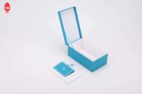China Lid Base Blue Matt Perfume Packaging Box Gift Essential Oil Fragrance With Tray for sale