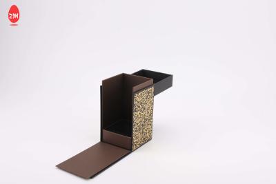 China Fancy Carton Black Rigid Flat Magnetic Folding Paper Gift Box With Ribbon for sale