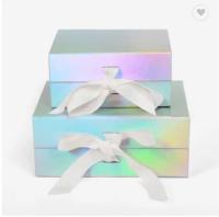 China Shoe Holographic Paper Rigid Magnetic Folding Gift Boxes Custom Printed With Ribbon for sale