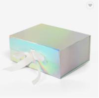 China Shoe Holographic Paper Rigid Magnetic Folding Gift Boxes Custom Printed With Ribbon for sale