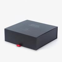 China Ribbon Postal Magnet Gift Boxes For Coat Shiny UV Matte Black Clothing Handmade for sale
