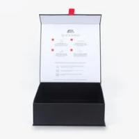 China Ribbon Postal Magnet Gift Boxes For Coat Shiny UV Matte Black Clothing Handmade for sale