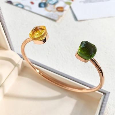 China Simple-Style Natural Gemstone Citrine and Jade Bracelet for sale