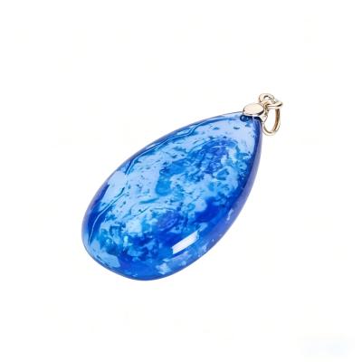 China Genuine Agate Stone Pendant Natural Sky Blue Teardrop Pendant Customizable for sale