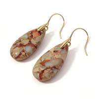 China Natural Jasper Stone Earrings Composite Teardrop Drop Earrings Customizable for sale