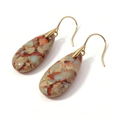 China Natural Jasper Stone Earrings Composite Teardrop Drop Earrings Customizable for sale