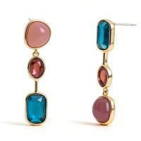 China Vintage Asymmetrical Gemstone Drop Earrings With Lightweight Dangle Natural Stone for sale