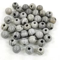 China Polished Round Natural Stone Beads 3mm - 50mm Size Wood Grain Pattern for sale