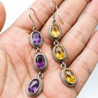 China Natural Gemstone Dangle Earrings with Customizable Bead Shapes and Vibrant Hues in Polished Finish for sale