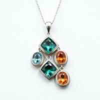 China Customizable Turquoise Teardrop Necklace Natural Stone Pendant With Metal Bezel Setting for sale