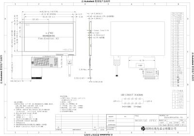 China 800x480 Resolution 4.3 Inch LCD Screen RGB Interface Industrial Display Screens for sale