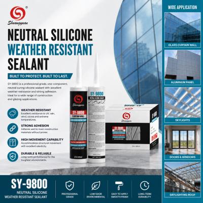 China SY-9800 Facade Neutral Silicone Sealant, Weather & Crack Resistant Anti-Aging Glue for Glass, Aluminum and Outdoor Building Sealing Applications for sale