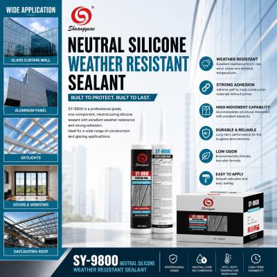 China Neutral Silicone Weather Sealant SY-9800, Crack and Aging Resistant Adhesive, Designed for Glass, Aluminum and Exterior Facade Sealing Construction for sale