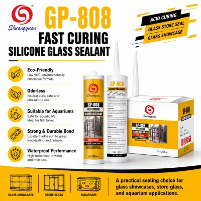 China GP-808 Fast-Curing Silicone Sealant for Glass Showcases and Storefronts Acetate  Silicone Sealant for sale