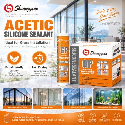 China GP 100% RTV Acetic Silicone Sealant for Glass Bonding and Fish Tank Sealing for sale