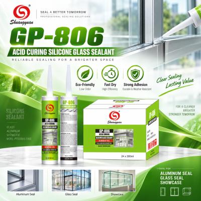 China GP-806 Fast Curing Acid Silicone Glass Sealant for Windows and Doors for sale