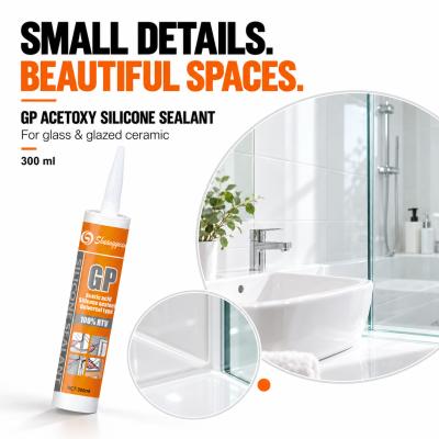 China GP 300ml Glass Silicone Sealant for Display Cabinet Joints and Interior Glass Detailing for sale