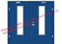China Galvanized Steel Fireproof Glass Fire Rated Double Doors For Shopping Mall for sale