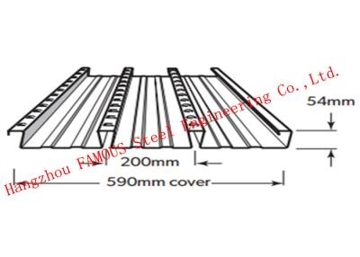 China Structural Steel Decking for Concrete Formworks - 54mm Depth, 0.6-1.0mm BMT, 688-940mm Width for sale