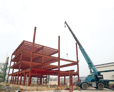 China Industrial Prefabricated Multi-storey Steel Building with 90m Span H Column/Beam Structure - Q235/Q345 Grade Steel for sale