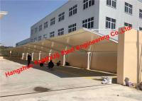 China Outdoors Car Parking Sun Shade Steel Frame Shelters Single Slope Carport With Arched Roof PVC Fabric for sale