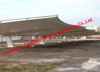 China Outdoors Car Parking Sun Shade Steel Frame Shelters Single Slope Carport With Arched Roof PVC Fabric for sale