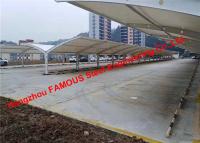 China Outdoors Car Parking Sun Shade Steel Frame Shelters Single Slope Carport With Arched Roof PVC Fabric for sale