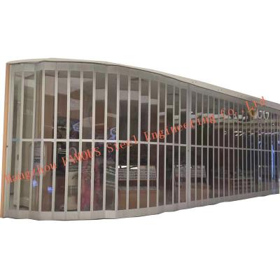 China Commercial Polycarbonate Aluminum Security Shutter Doors - 1.0mm Thick PC Panels, 150mm Leaf Width, Custom Sizes for sale