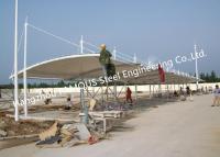 China Single Slope Roof Outdoor Steel Membrane Structure Cantilever Parking Shelter with Q235 Steel Frame and 1050-1100g PVDF Membrane for sale