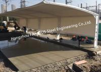 China Single Slope Roof Outdoor Steel Membrane Structure Cantilever Parking Shelter with Q235 Steel Frame and 1050-1100g PVDF Membrane for sale