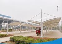 China Single Slope Roof Outdoor Steel Membrane Structure Cantilever Parking Shelter with Q235 Steel Frame and 1050-1100g PVDF Membrane for sale