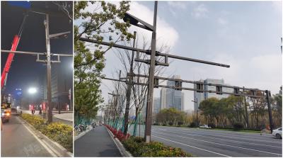 China Bespoke Lighting Columns Steel Street Light Pole With Arms For Camera Mounting for sale