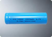 China 14500 3.7V 1000mAh Rechargeable Lithium Ion Battery 1C Charge 3C Discharge for sale