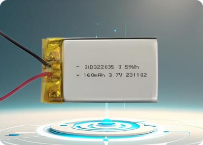 China 3.7V 160mAh Lithium Polymer Battery 500 Cycles OiD322035-160 for sale