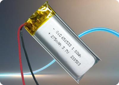 China 3.7V 280mAh Lipo Battery 500 Cycles 1C Discharge OiD651533-280 for sale