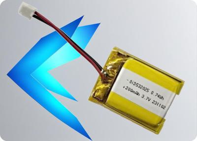 China 3.7V 220mAh Lithium Polymer Battery 300 Cycles 1C Discharge for sale