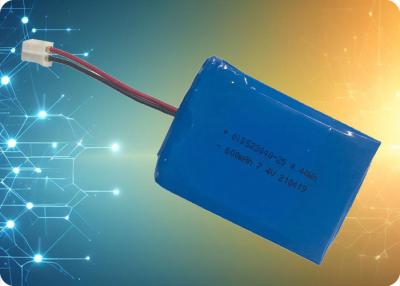 China 7.4V 630mAh Li Ion Battery 300 Cycles 2C Discharge for sale