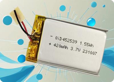 China 3.7V 440mAh Lithium Polymer Battery with 500 Cycles and 1.5A Discharge for sale