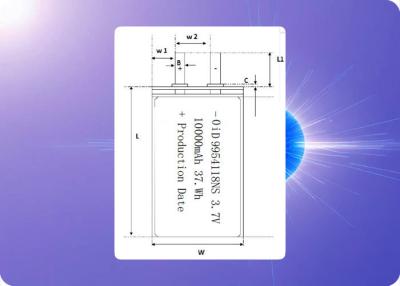 China Custom 3.7V 10000mAh 4C Lipo Battery 400 Cycles -20°C to 60°C for sale