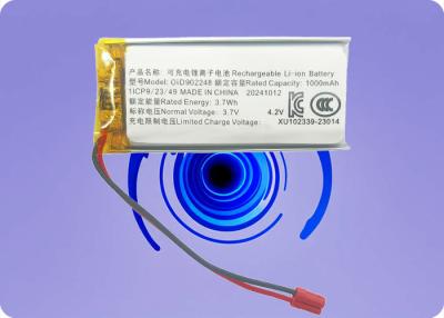 China 3.7V 1080mAh Lithium Polymer Battery with 500 Cycles and 2C Discharge for sale