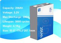 China 3.2V 206Ah LiFePO4 Battery 3000 Cycles Solar Energy Storage for sale