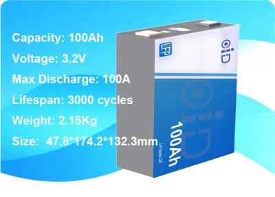 China 3.2V 100Ah LiFePO4 Battery 3000 Cycles for Solar Energy Storage for sale