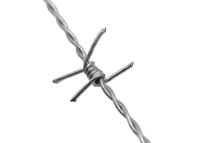China Galvanized Double Twist Barbed Wire 1.4mm-2.0mm Diameter with 4-5 Inch Barb Spacing for Security Fencing for sale