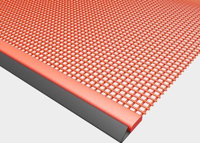 China Red Square Bonding PU Screen Mesh 1.5-14mm Wire Diameter with Hooked Edge for Mining Equipment for sale