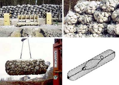 China Gabion Sack Corrosion Resistance Cylindrical Stone Bag 2m Length 0.65m Diameter for sale
