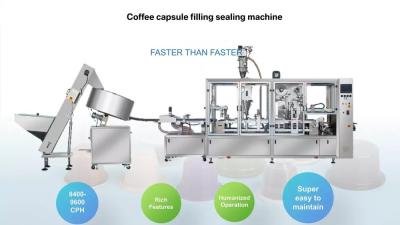 China 6 Lanes Rotary Cup Filler and Sealer 240-360 Cups Per Minute Coffee Capsule Packaging Machine for sale