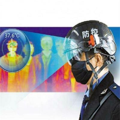 China Virus Control Smart Temperature Measuring Helmet , AI Helmet Infrared Thermometer for sale