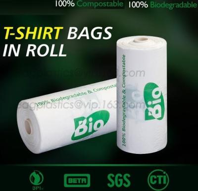 China PBAT+PLA 100% compostable bio degradable vest shopping bags, Carrier Small Compostable 100% Oxo Biodegradable Plastic Ba for sale
